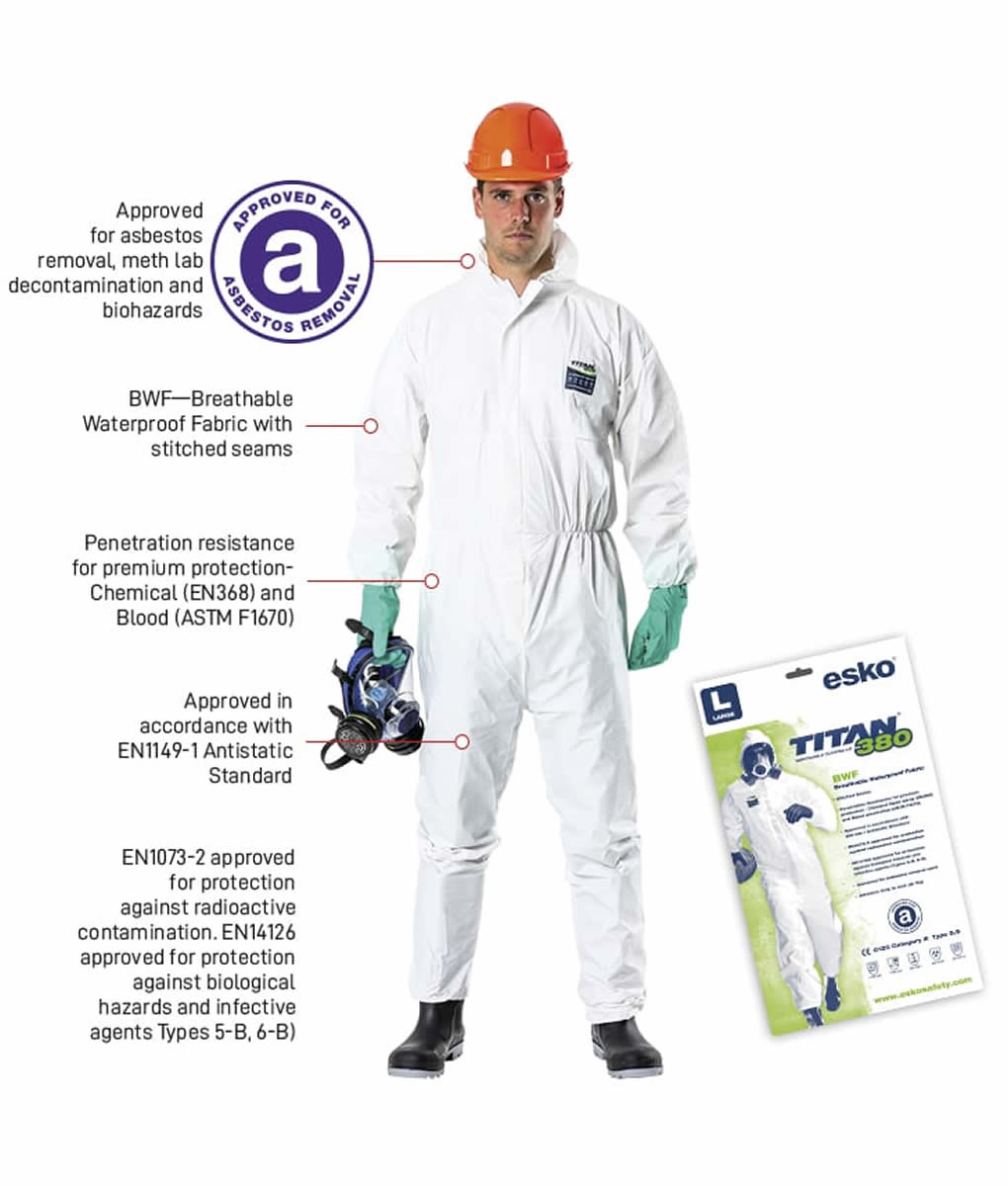 Esko TITAN® 380 Type 5&6 Asbestos & Water Resistant Coverall, S-4XL ...